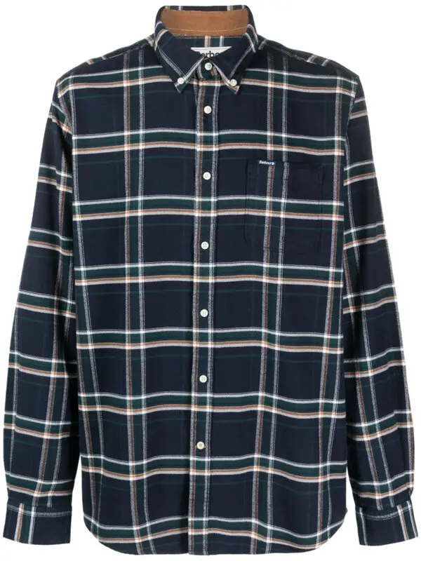 Barbour Check-print Cotton Shirt - Blue