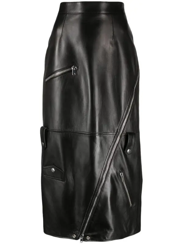 Alexander McQueen High-waisted Leather Skirt