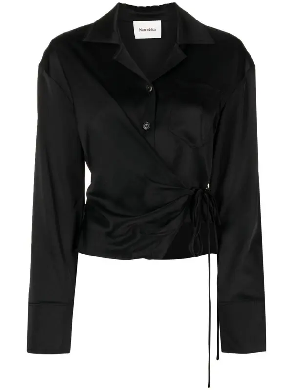 Nanushka Merano Wrap Shirt - Black
