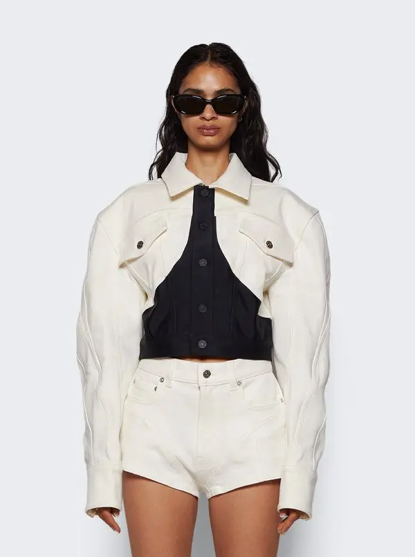 MUGLER Cropped Denim Jacket