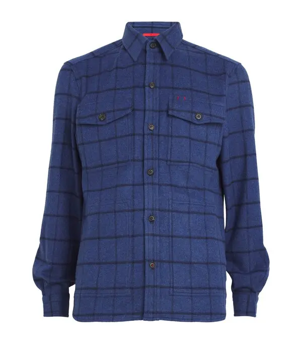 Isaia Wool-cashmere Overshirt - Blue