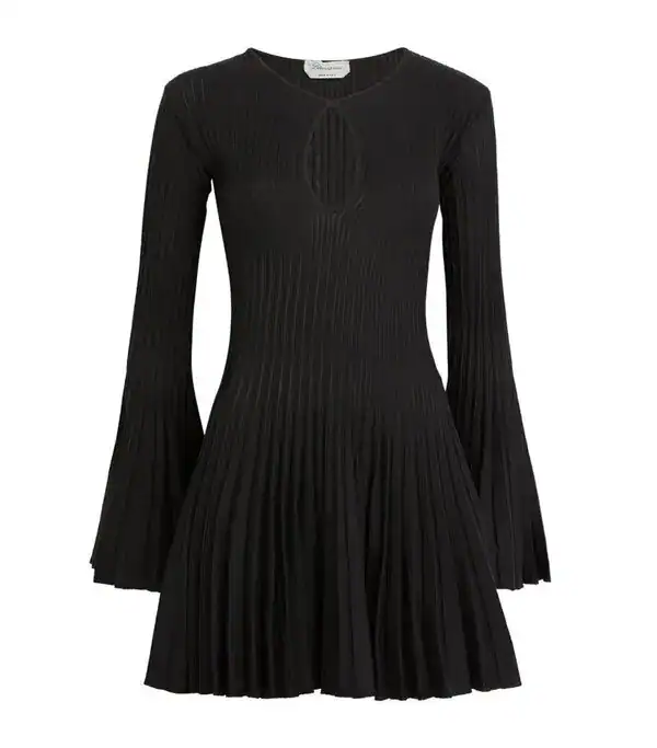 Blumarine Wool Flared-Sleeve Mini Dress In Black - 30% Off | Editorialist