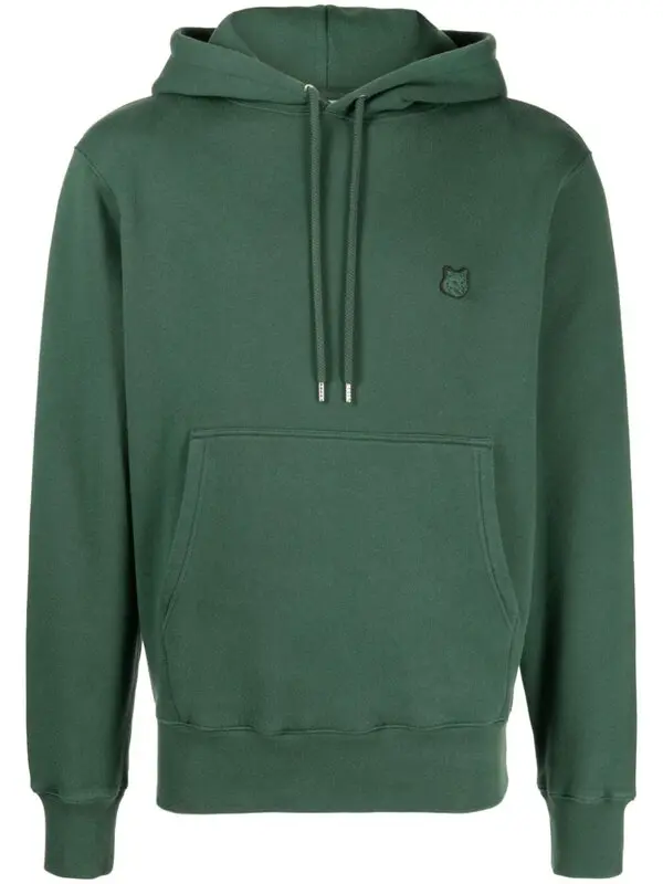 Maison Kitsuné Logo-patch Cotton Hoodie - Green