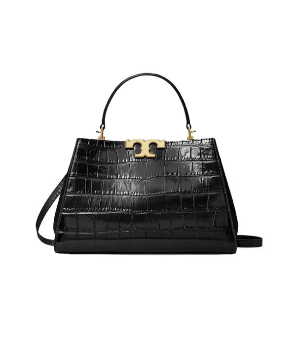 Tory Burch Eleanor Croc-embossed Satchel - Black