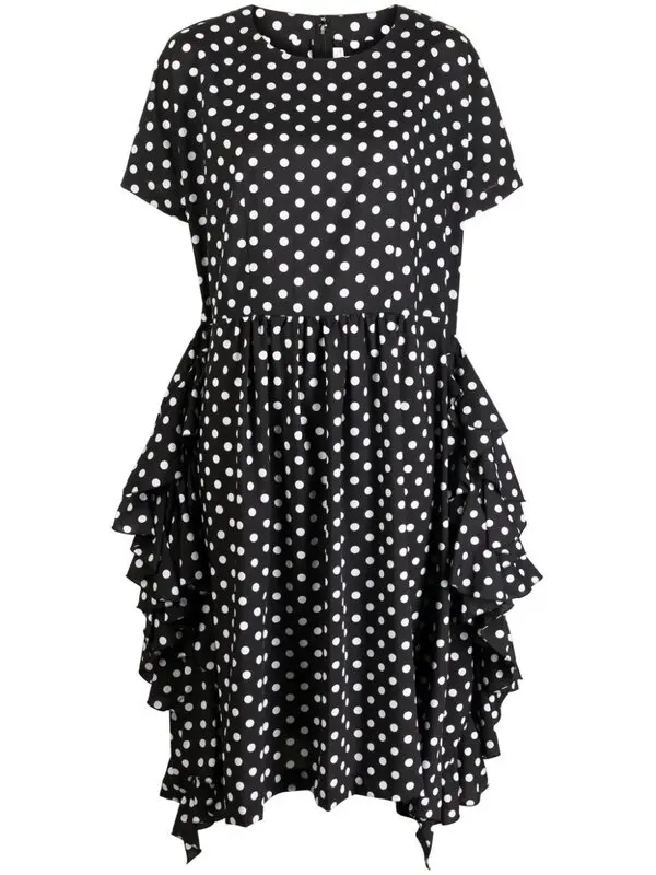 Comme Des Garçons Polka-dot Print Dress With Ruffle Detailing
