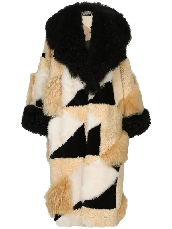 Dolce & Gabbana Patchwork Faux-fur Maxi Coat - Neutrals