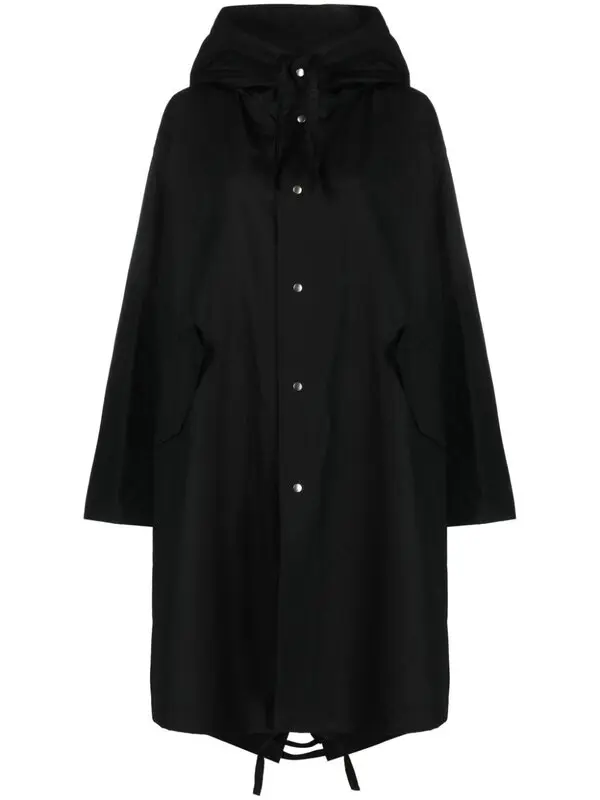 JIL SANDER Logo-print Cotton Mid-length Coat - Black