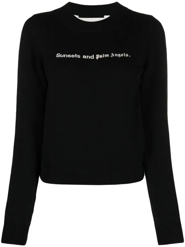 Palm Angels Sunsets-embroidered Merino-blend Jumper