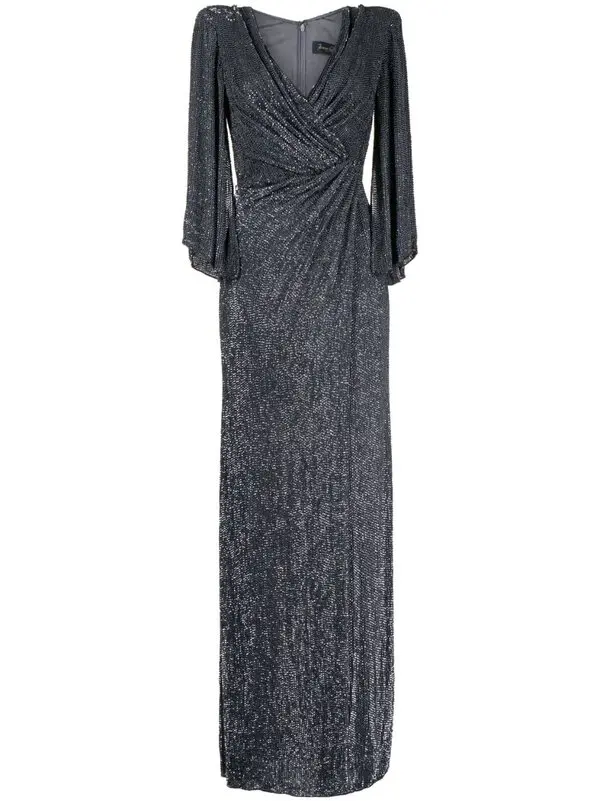 Jenny Packham Luna Stud-embellished Gown - Silver