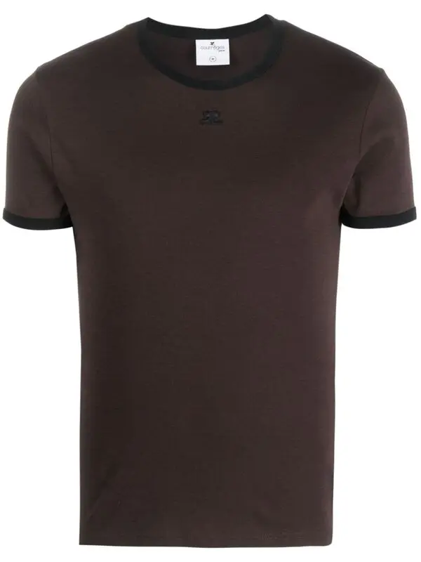 COURREGES Bumpy Contrast Cotton T-shirt