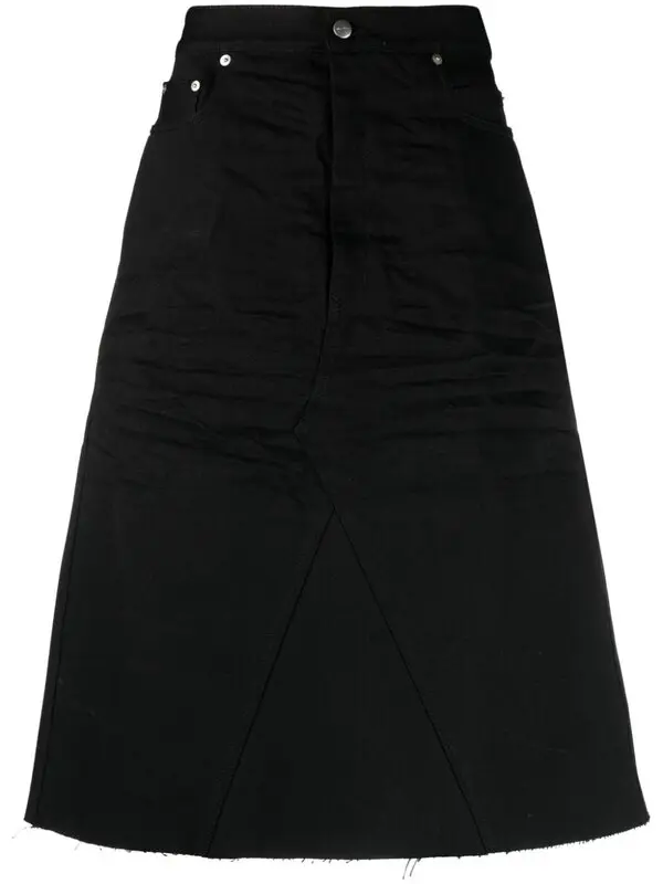 Rick Owens Distressed Denim Knee-length Skirt