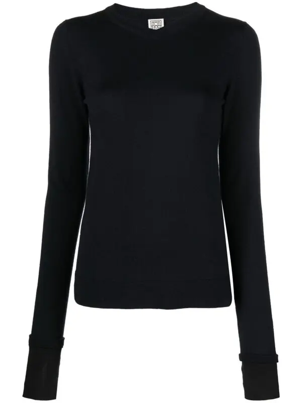 TOTÊME Crew-neck Thumbslot Jumper - Blue