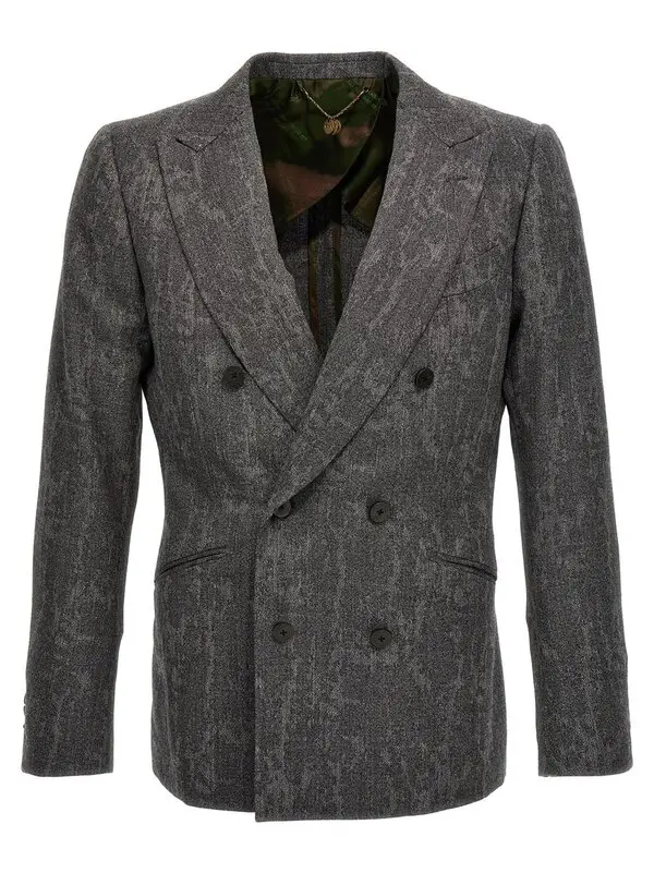 MAURIZIO MIRI Double-breasted Wool Blazer - Gray