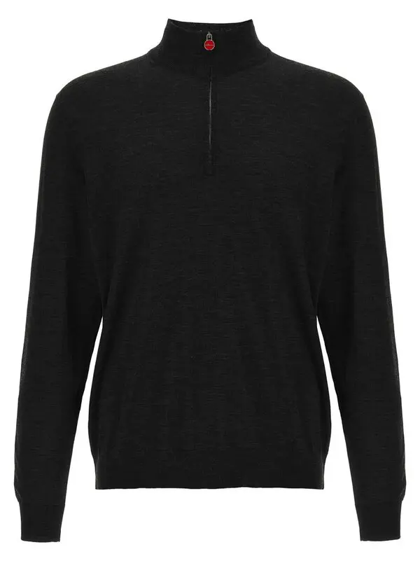 Kiton Wool Half-zip Sweater - Black