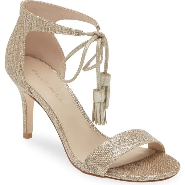 Pelle Moda Roz Ankle-tie Heeled Sandals - Platinum Gold