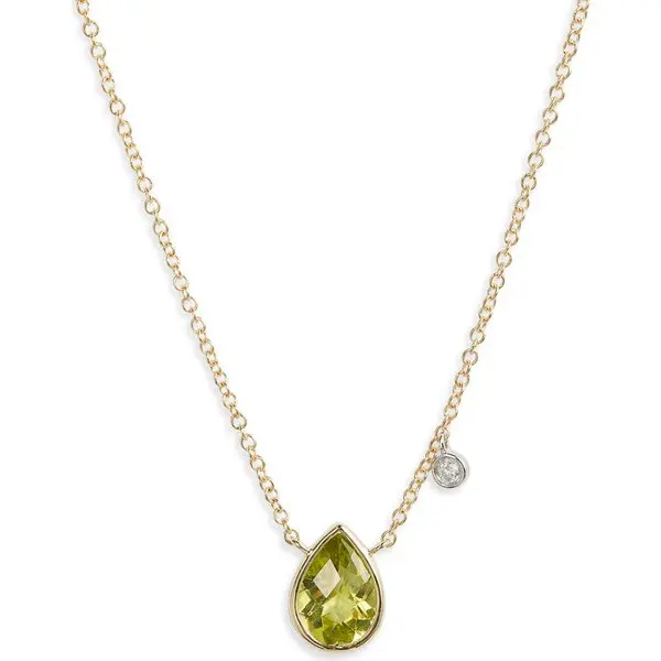 Meira T 14k Gold Peridot And Diamond Pendant Necklace