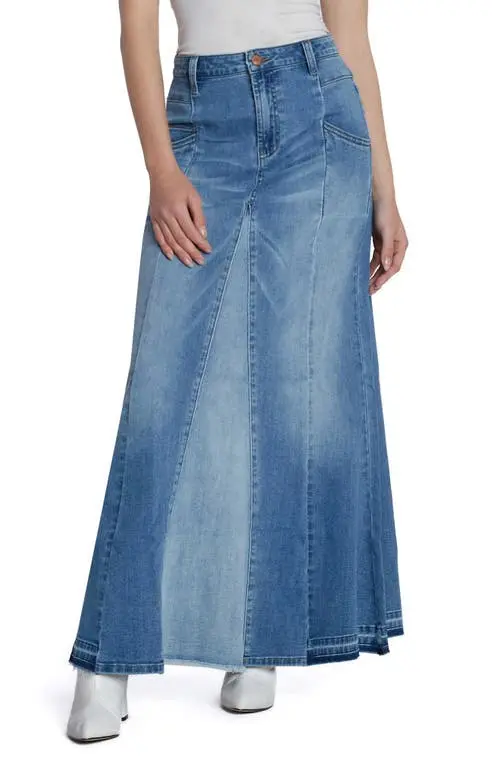WASH LAB DENIM Bliss Flare Maxi Skirt - Spark Blue