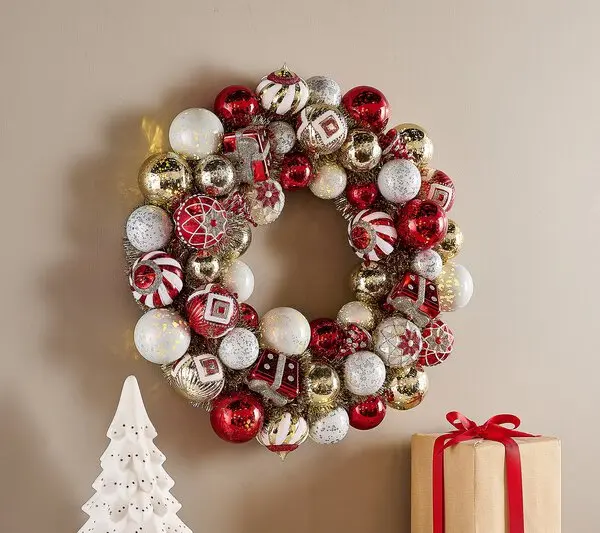 KRINGLE EXPRESS As Is 22' Shatterproof Lit Ornament Wreath