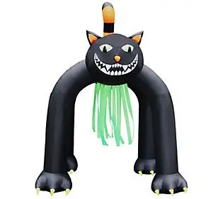 HAUNTED HILL FARM 10-ft. Tall Pre-lit Inflatabl E Black Cat Ar