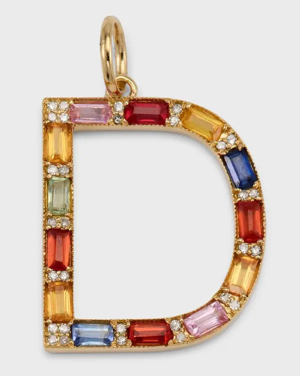 KASTEL JEWELRY Initial D Pendant With Sapphires And Diamonds