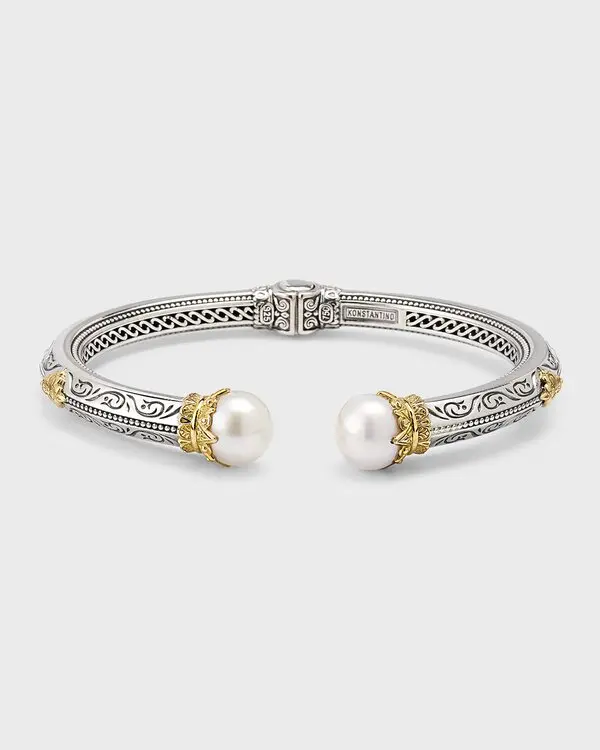 Konstantino Silver And 18k Gold Cuff With Pearl