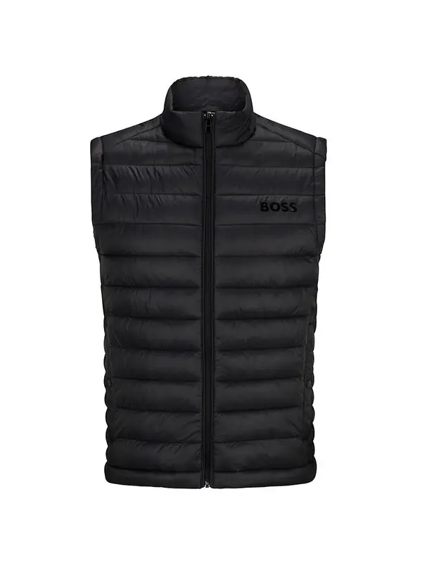 Hugo Boss Packable Gilet With Tonal Logo Black Editorialist