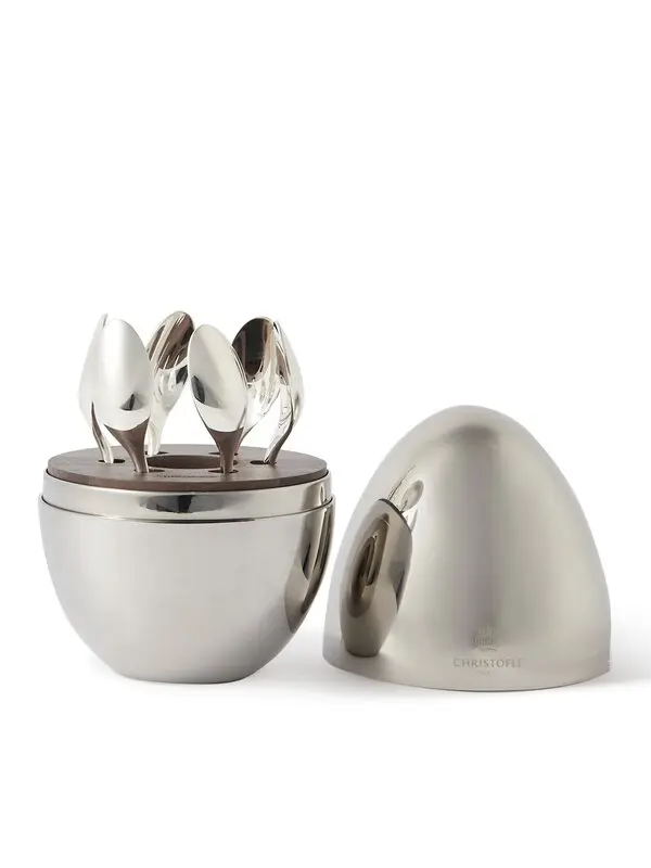 Christofle Mood Coffee Set Of Six -plated Espresso Spoons With Case