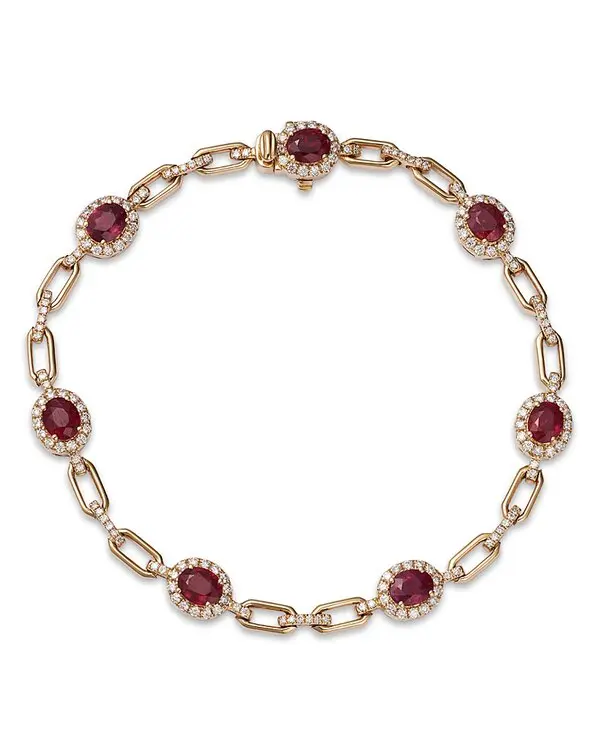 Bloomingdale'S Ruby And Diamond Link Bracelet