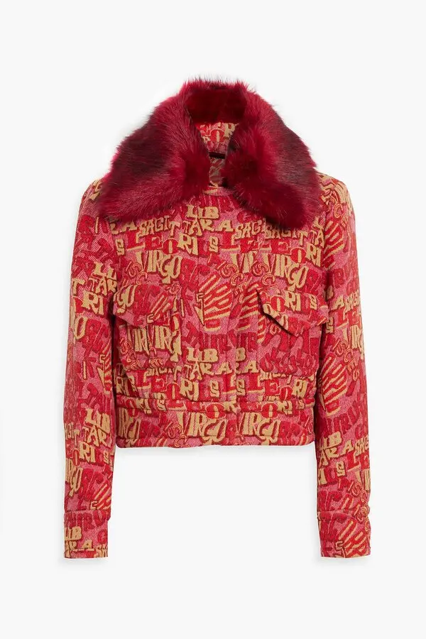 Zimmermann Plushtrimmed Jacquard Jacket - Claret