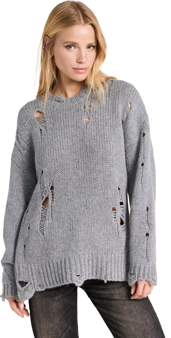 R13 Distressed Oversized Cashmere Sweater - One-color | Editorialist