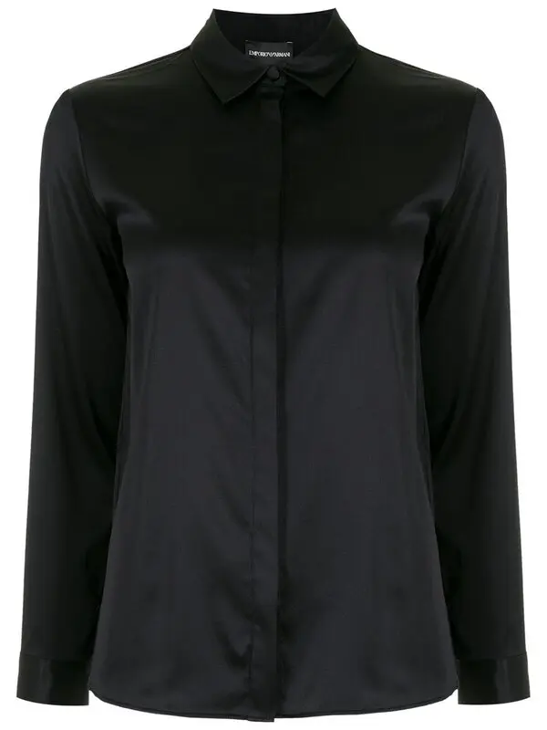 Emporio Armani Long-sleeve Silk Shirt - Blue