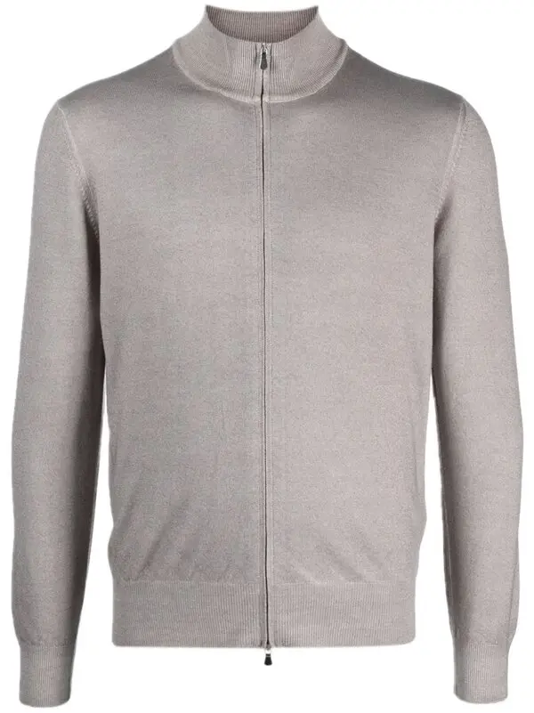 BARBA NAPOLI Zipped-up Virgin Wool Cardigan