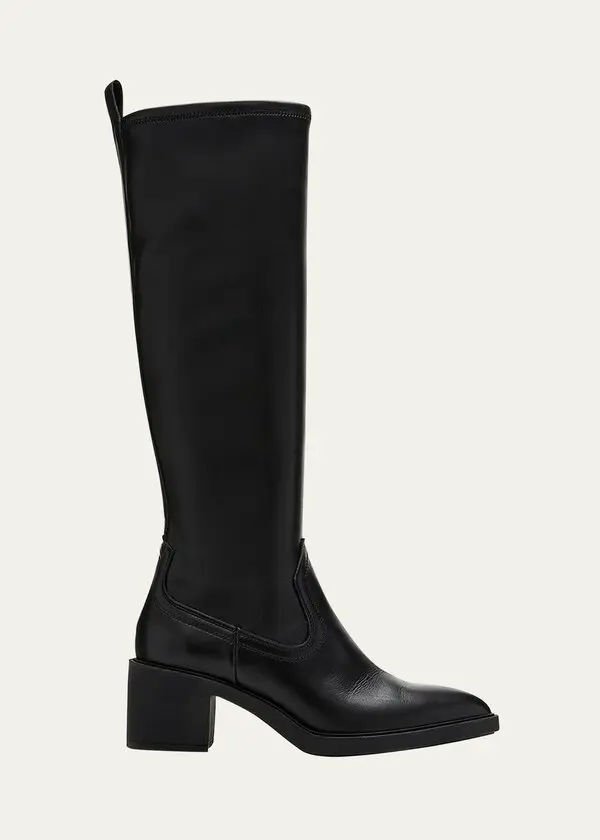 La Canadienne Paton Leather Western Knee Boots - Black | Editorialist
