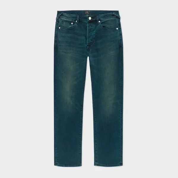 Paul Smith Standard-fit Crosshatch Stretch Over-dye Jeans - Blue