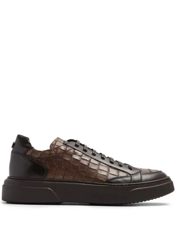 BARRETT Crocodile-effect Leather Sneakers - Brown