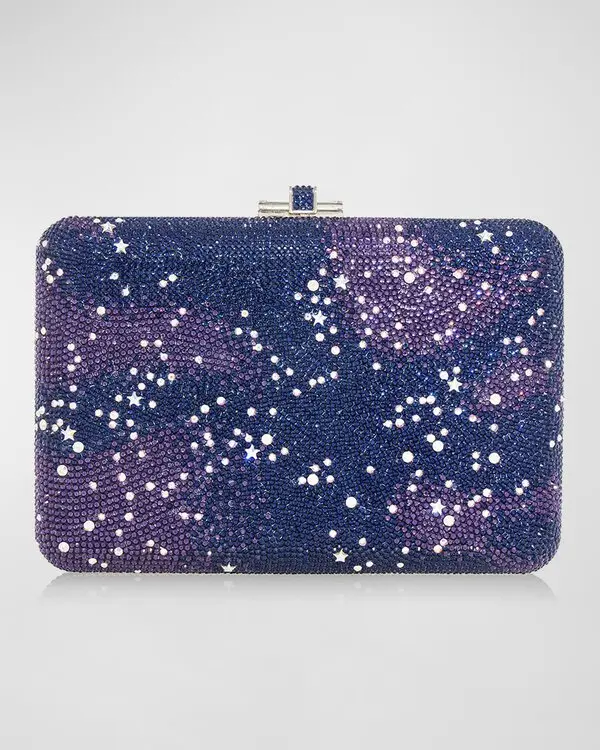 Judith Leiber Slim Slide Galaxy Clutch With Removable Chain - Silver Dark Indigo Multi