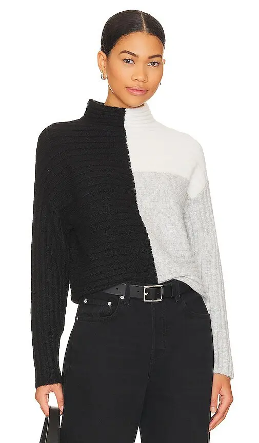 Central Park West Maura Color Block Turtleneck Sweater