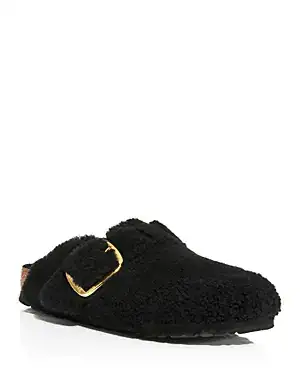 Birkenstock Boston Big Buckle Teddy Shearling Clogs - Black - 50% Off ...