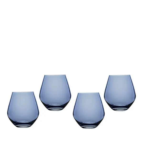 GODINGER Meridian Stemless Glasses, Set Of 4 - Blue