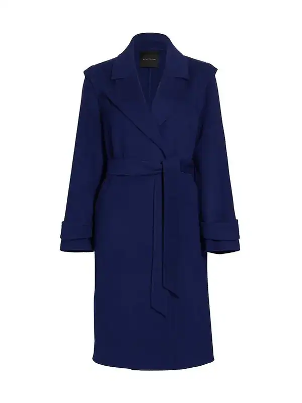 Elie Tahari Adi Belted Wool-Blend Coat In Sapphire - 50% Off | Editorialist