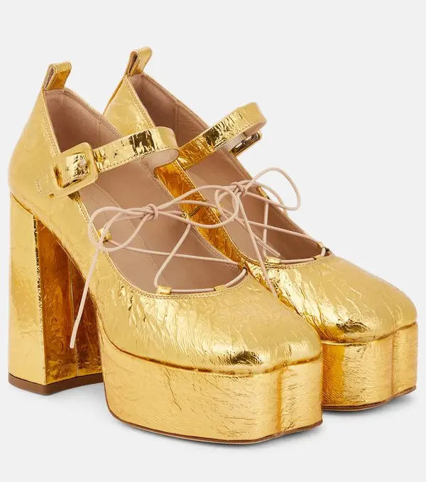 Simone Rocha Leather Ballerina Platform Pumps