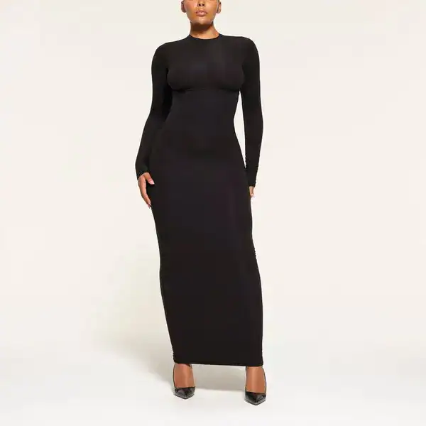 Skims Fits Everybody Corset Long Sleeve Dress - Onyx | Editorialist