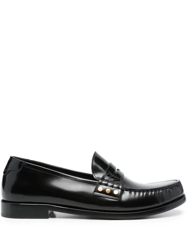 Saint Laurent Almond-toe Leather Loafers - Black