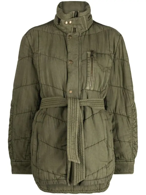 Zadig&Voltaire Kalice Belted Quilted Jacket - Green