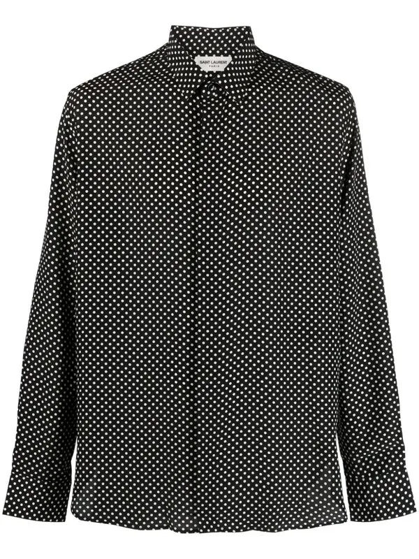 Saint Laurent Polka-dot Print Silk Shirt