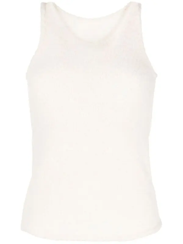 LOW CLASSIC Sleeveless Knitted Fleece Top - White