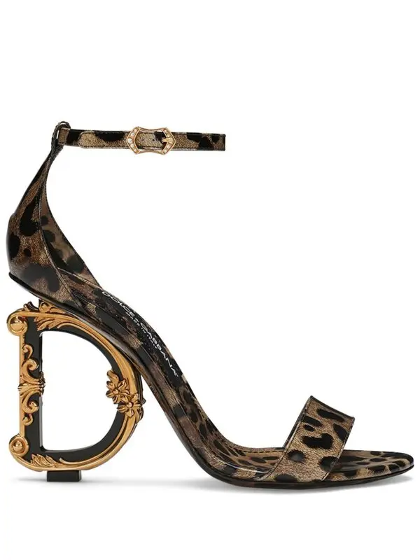 Dolce & Gabbana 105mm Baroque Dg-heel Sandals - Brown