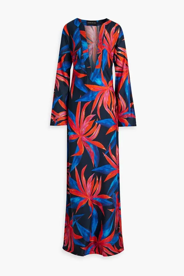 LOUISA BALLOU Printed Maxi Dress - Tomato Red