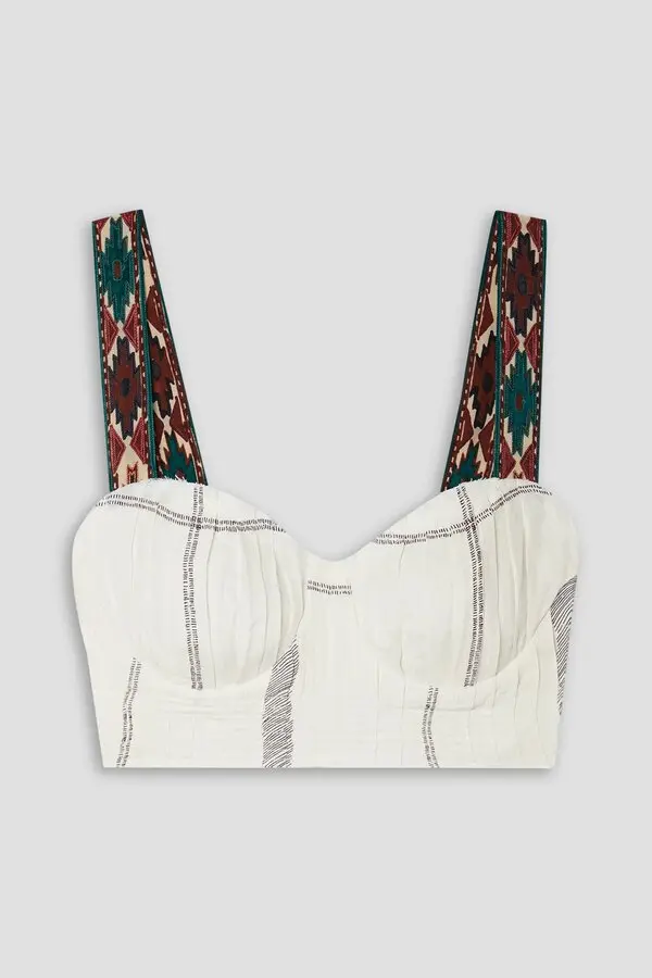 EMPORIO SIRENUSE Dalia Cropped Linen Top