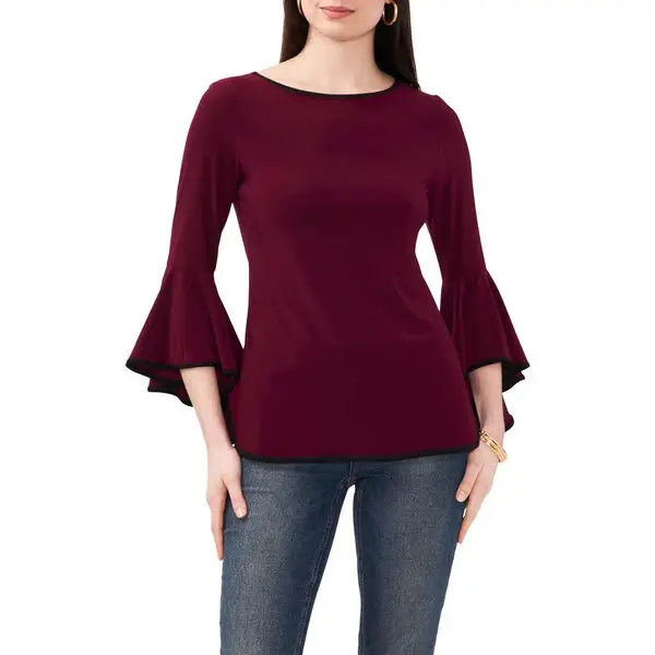 Chaus Bell Sleeve Top - Mulberry